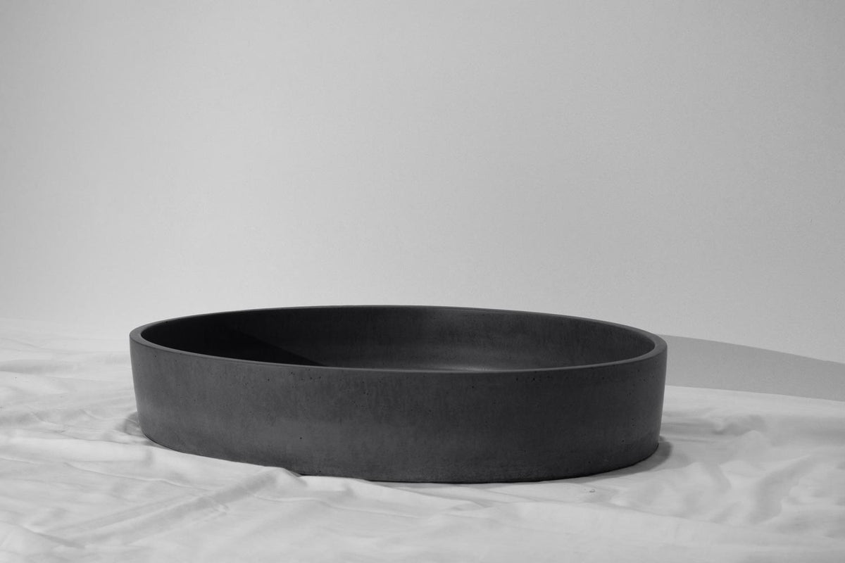 Oblong Concrete Basin - 550x400x100mm Coal – Eos Bathware