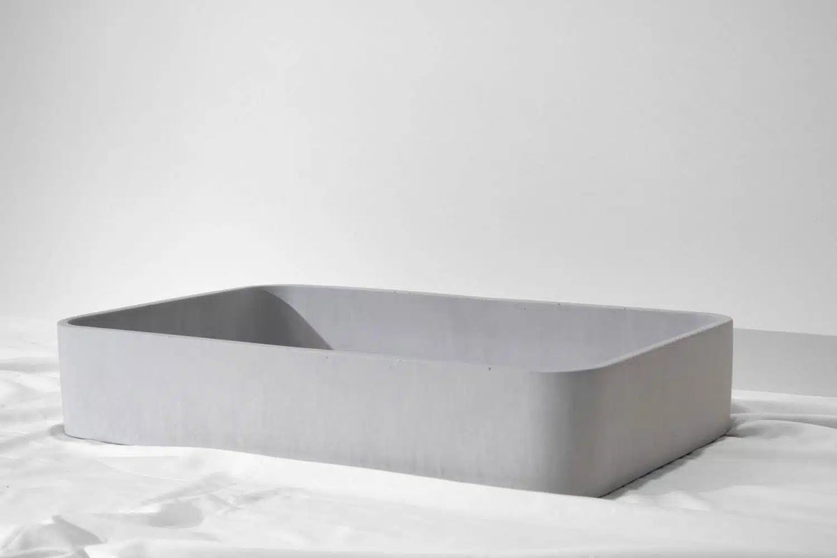 Rektangle Concrete Basin - 550x400x100mm, Silver – Eos Bathware