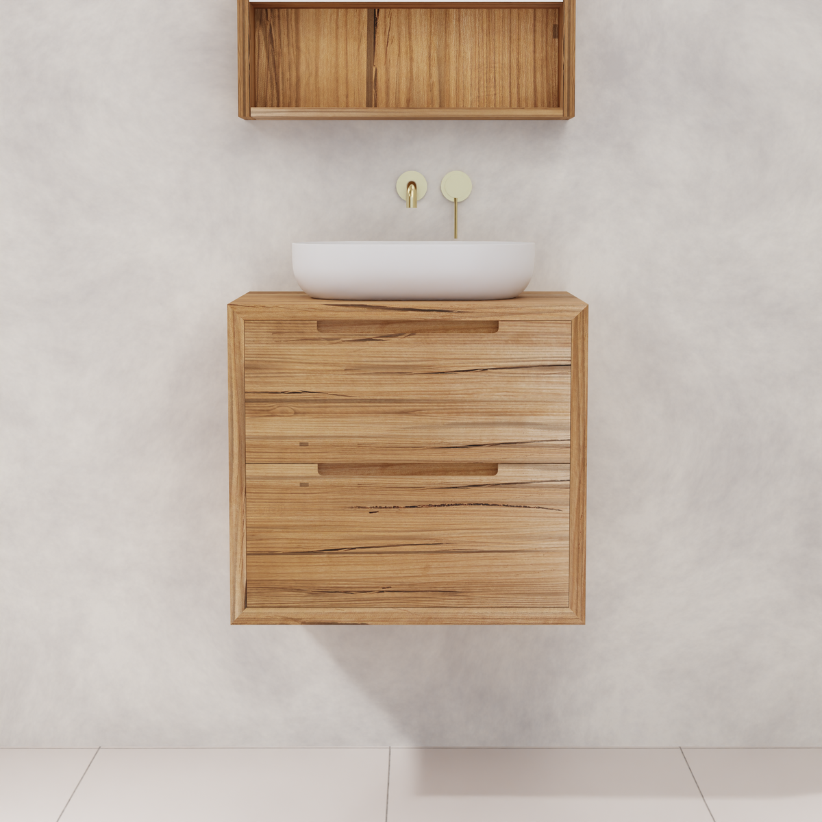 Carini - 600mm Messmate Vanity with Waterfall Sides – Eos Bathware