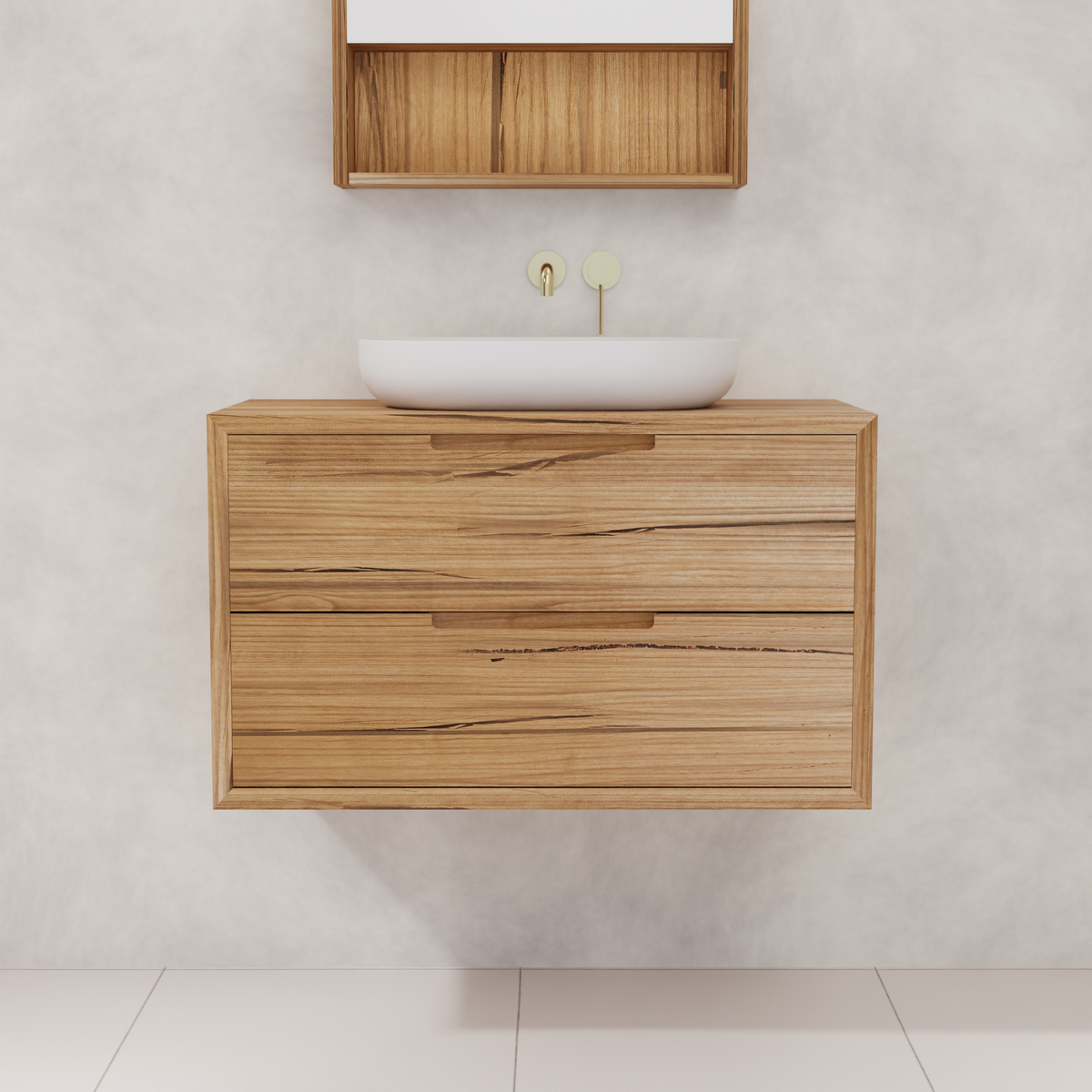 Carini - 900mm Messmate Vanity with Waterfall Sides – Eos Bathware