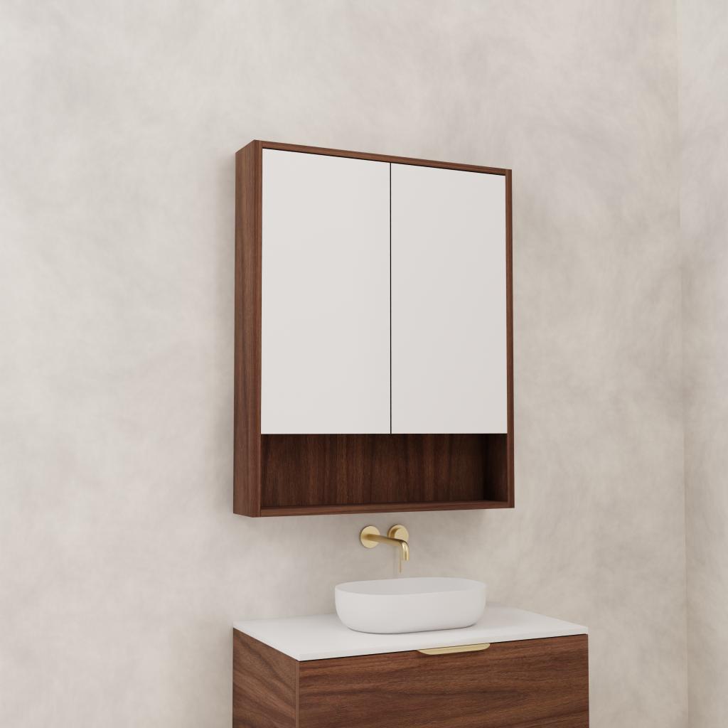 Carini - 750mm Walnut Shaving Cabinet – Eos Bathware