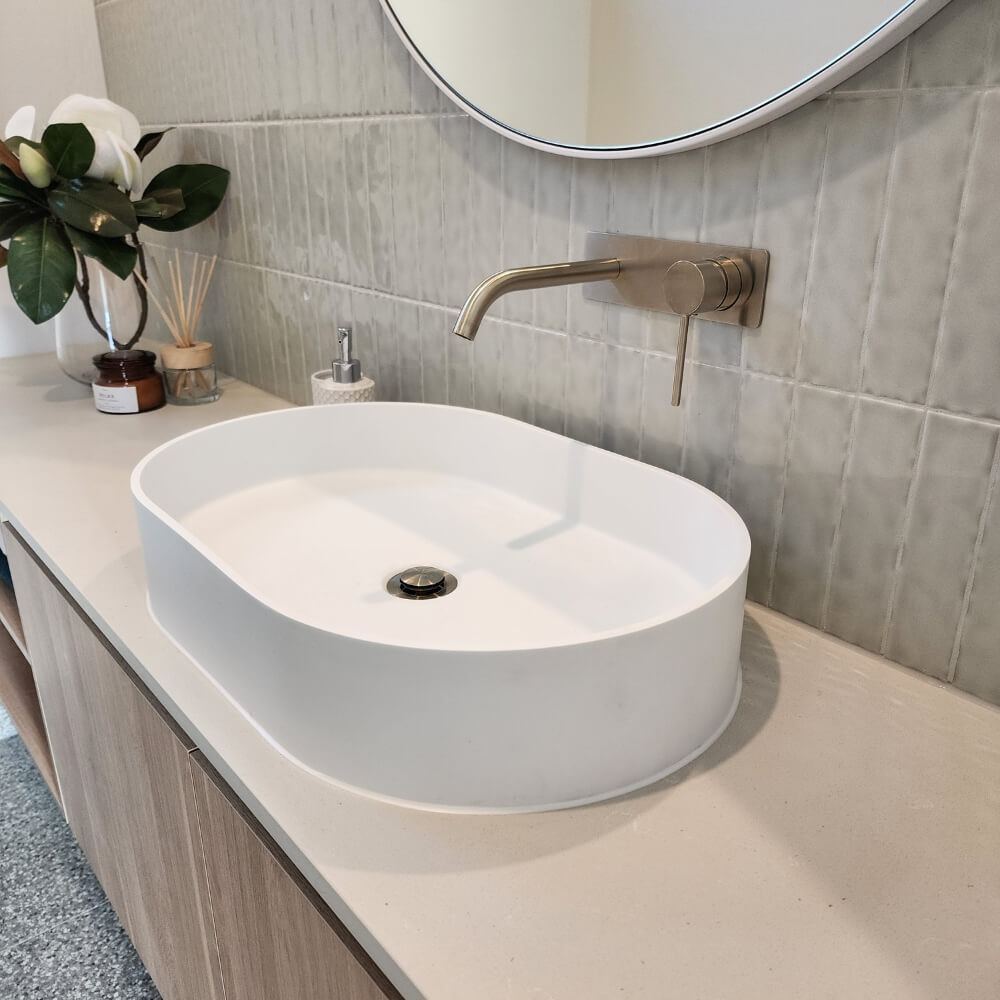 Plati - Matte White Solid Surface Basin – Eos Bathware