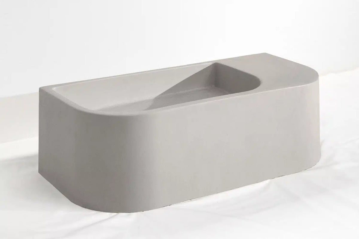 Flyta Concrete Left Basin - 670x320x220mm Ash – Eos Bathware