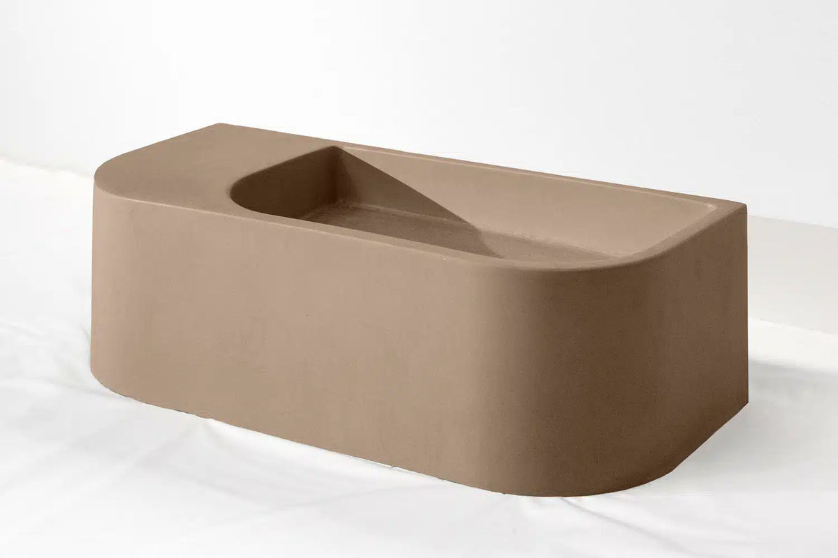 Flyta Concrete Right Basin - 670x320x220mm Dune – Eos Bathware