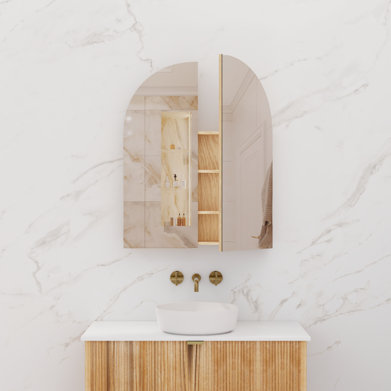 Arka - 800mm American White Oak Shaving Cabinet – Eos Bathware