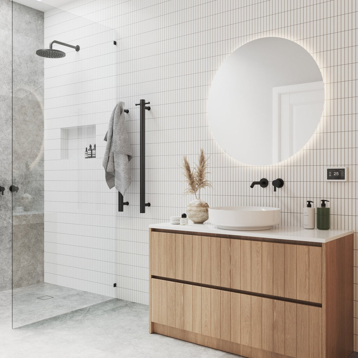 Ablaze - Backlit Round Mirror With Warm Light 900mmØ 80Watts - Include – Eos Bathware