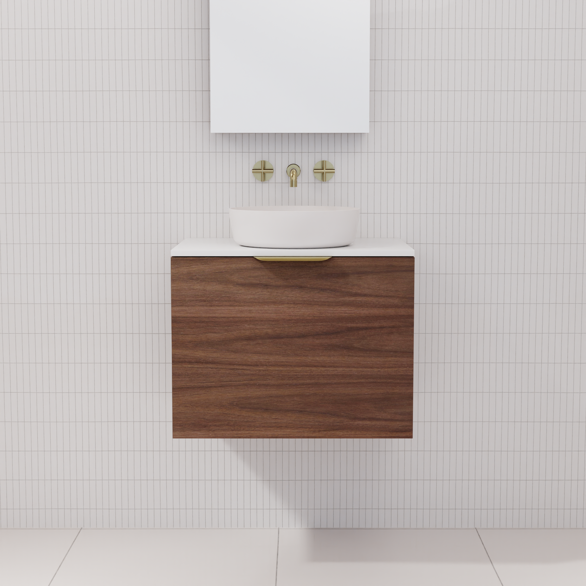 Zoe - 600mm Walnut Wall Hung Vanity – Eos Bathware