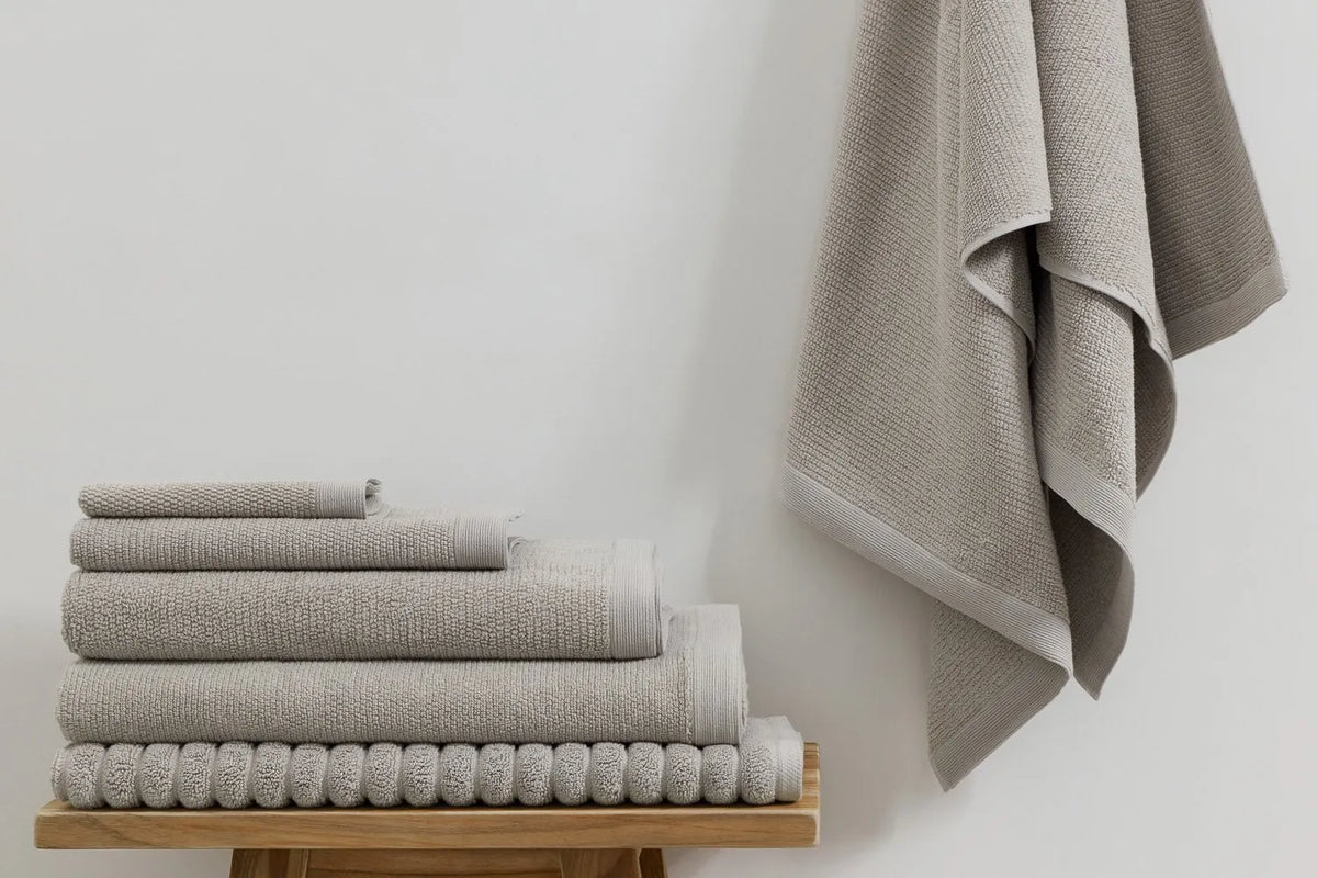 Pure Cotton Bath Towel - Rib, Linen – Eos Bathware