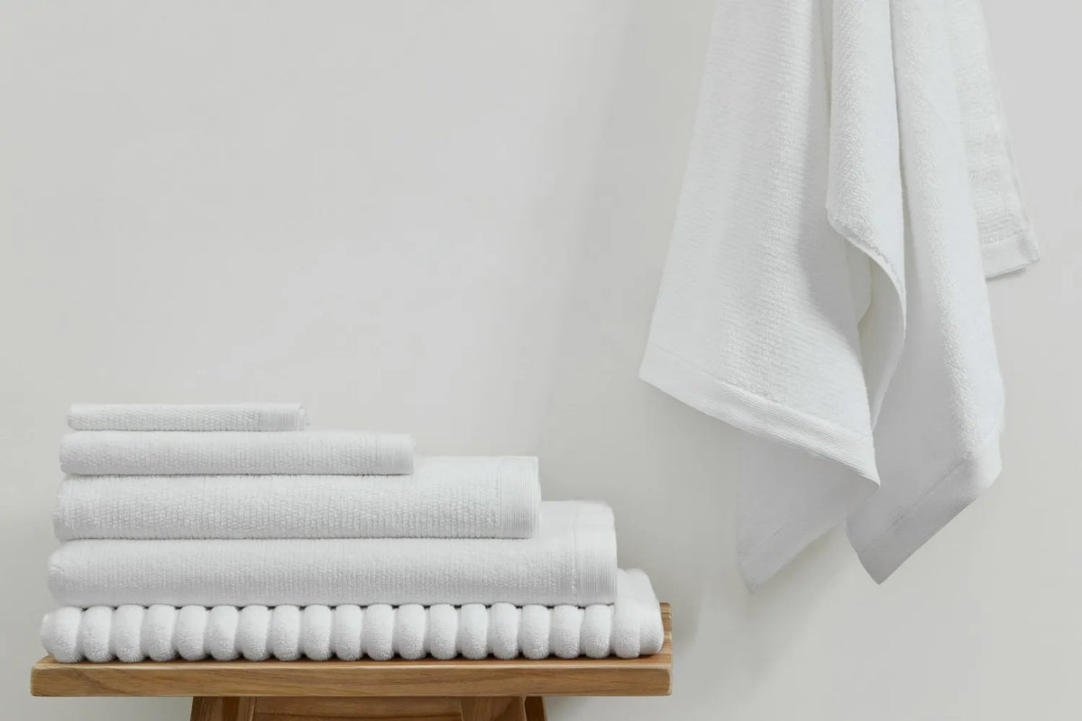 Pure Cotton Bath Towel - Rib, White – Eos Bathware